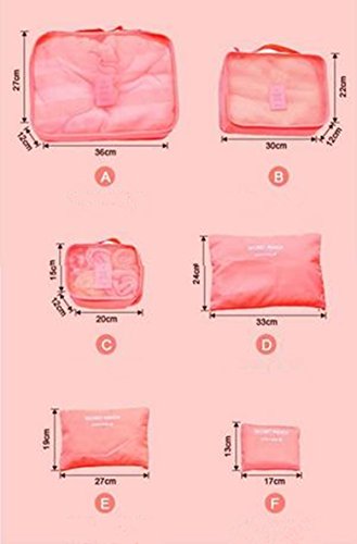 King&Pig 6pcs Travel Organizer Pouches Waterproof Luggage Clothing Finishing Bag (navy blue)