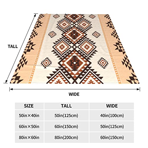 Native American Throw Blanket Boho Style Plush Fleece Flannel Blanket Lightweight Soft for Sofa Couch Bed Living Room Pet Suitable for All Seasons 80"x60"