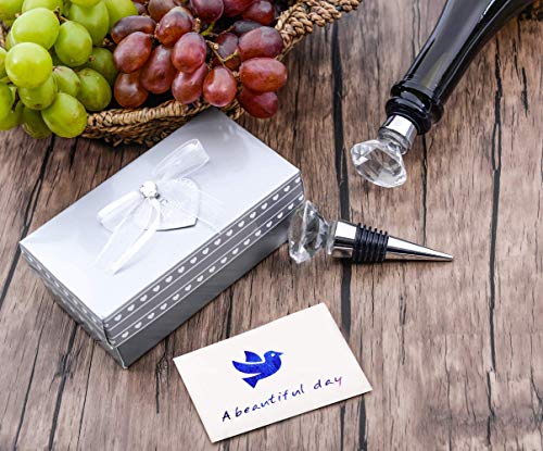 Crystal Wine and Beverage Bottle Stopper Corks for Wine, Made of Zinc Alloy and Glass, Decorative and Reusable Diamond Plug with Gift Box, Multi-Option (2pcs Crystal)