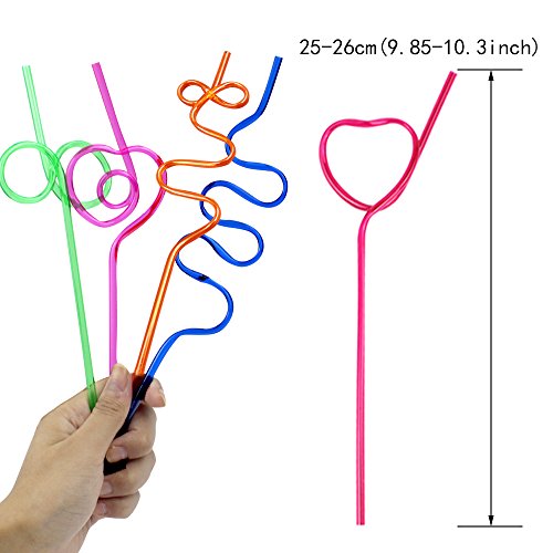 Tomnk 60pcs Crazy Straws Silly Colorful Drinking Straws Fun Varied Twists Straws for Kids, Birthday Party
