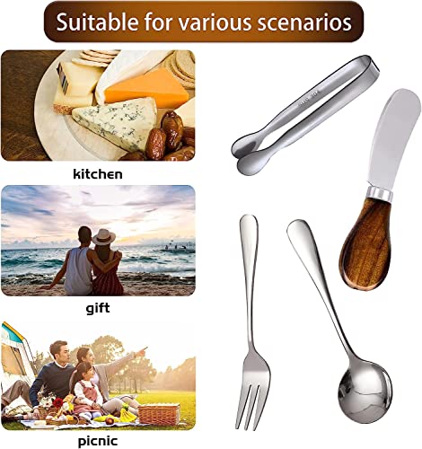 Charcuterie Accessories(25 Psc), Cheese Spreaders For Charcuterie Board, Mini Serving Spoons, Blank Toothpick Flags,Bowl For Christmas Pastry Making,forks And Mini Serving Tongs