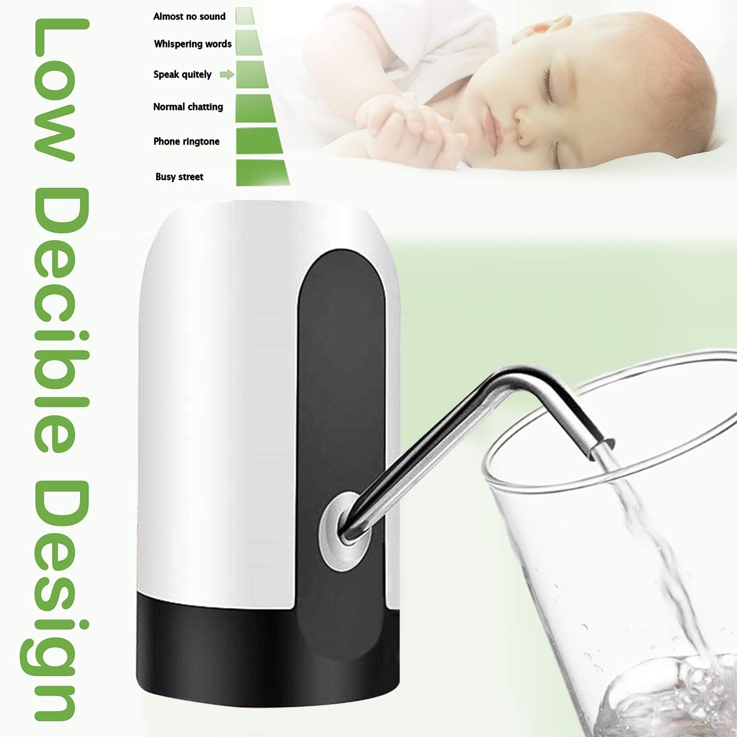 Electric Water Dispenser, Automatic Water Dispenser, Water Dispenser for 5 Gallon Bottle, USB Charging 3-5 Gallon Water Bottle Switch for Camping, Kitchen, Workshop, Garage