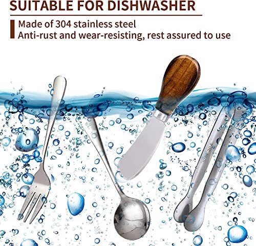 Charcuterie Accessories(25 Psc), Cheese Spreaders For Charcuterie Board, Mini Serving Spoons, Blank Toothpick Flags,Bowl For Christmas Pastry Making,forks And Mini Serving Tongs