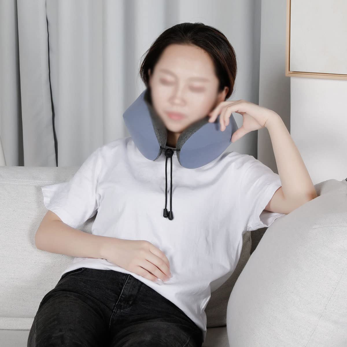 Feilx Travel Pillow - Memory Foam Neck Pillow Support Pillow, Support Cushion U Shaped Portable Travel Pillow for Kids Adults Aircraft Car Train Office