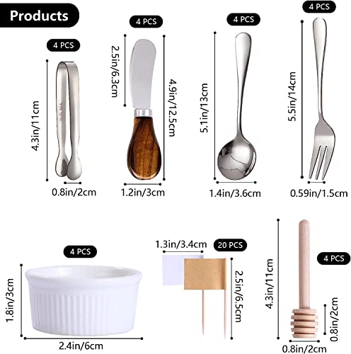 Charcuterie Accessories(25 Psc), Cheese Spreaders For Charcuterie Board, Mini Serving Spoons, Blank Toothpick Flags,Bowl For Christmas Pastry Making,forks And Mini Serving Tongs