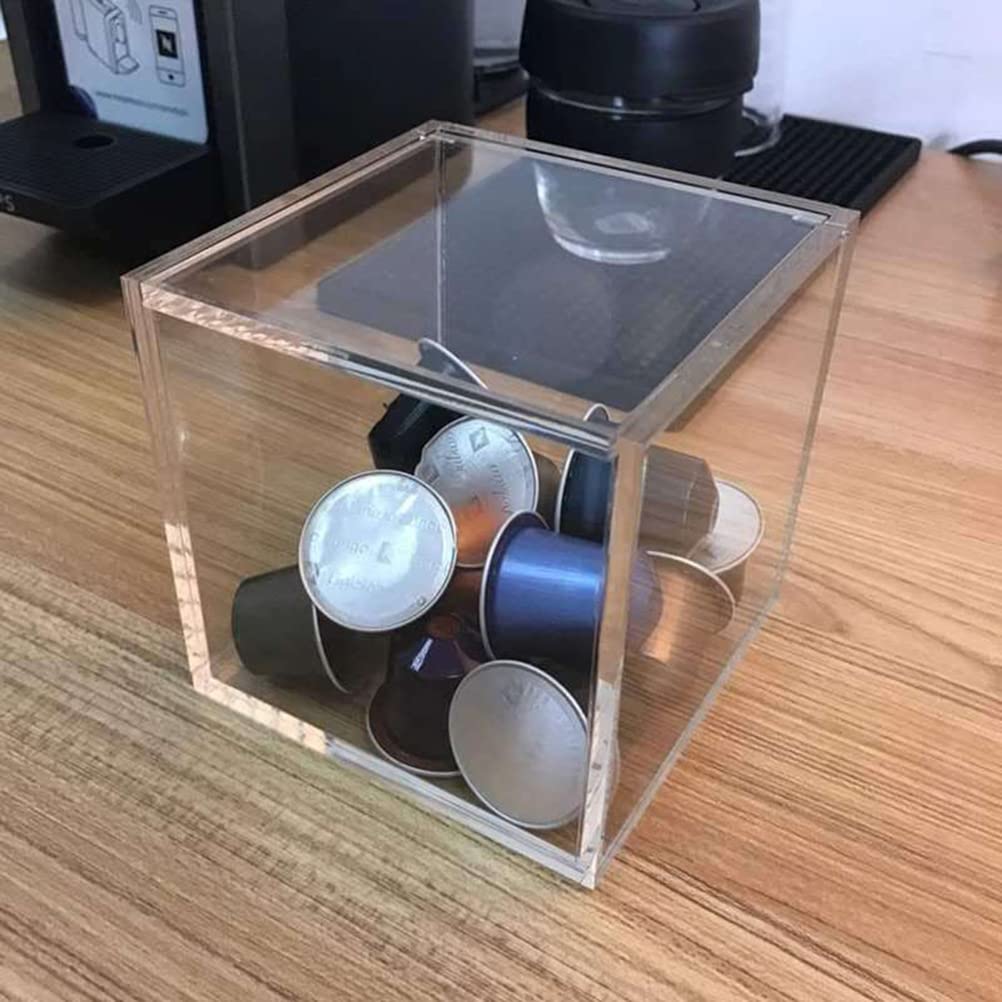 kekafu Coffee Capsule Holder Clear Acrylic Box Coffee Pod Storage Coffee Pod Holder Dispenser Tea Bag Organizer with Lid