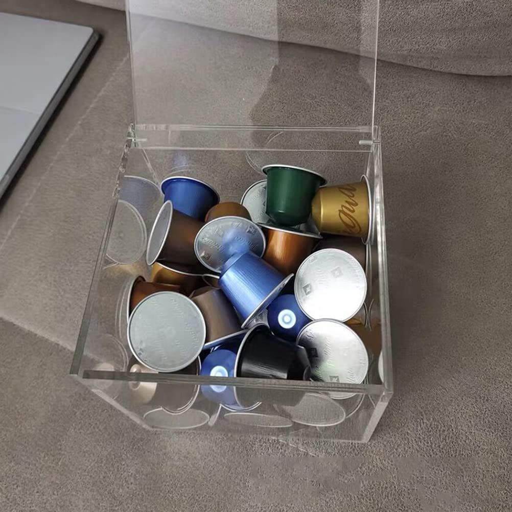 kekafu Coffee Capsule Holder Clear Acrylic Box Coffee Pod Storage Coffee Pod Holder Dispenser Tea Bag Organizer with Lid
