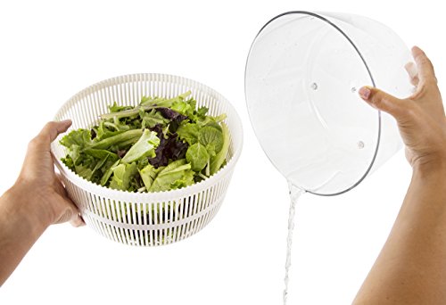 Ozeri Italian Made Fresca Salad Spinner and Serving Bowl, BPA-Free,White