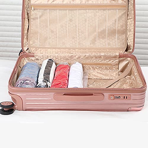 SMLJFO 5pcs Compression Bags for Travel Double Zipper Hand Roll Up Space Saver Bags Reusable Vacuum Sealed Bags for Clothes No Pump or Vacuum Needed for Clothes, Comforters, Blankets, Bedding