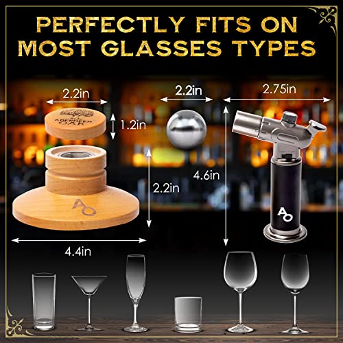 Aberdeen Oak Deluxe Cocktail Smoker Kit - Whiskey Infuser Set with Torch, Hickory & Oak Chips, Whisky Balls - Smoky Flavor Enhancer for Drinks (Butane Not Included)