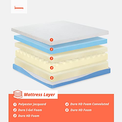 PrimaSleep Wave Gel Infused Memory Foam Mattress, 10'' H, Full, Blue