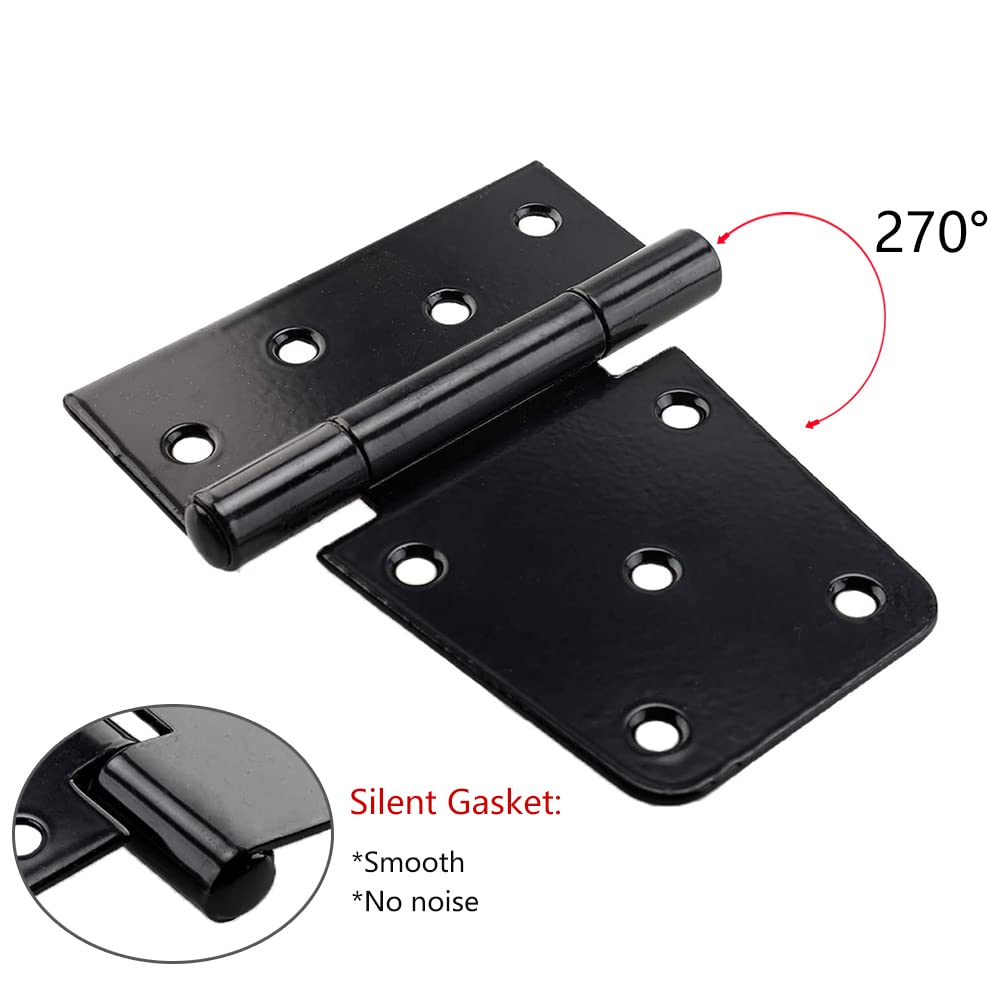 3.5 inch Heavy Duty Gate Hinge Fence Hinge Door Barn Gates Hinges,Black Wrought Hardware Iron Rustproof with Stainless Steel Screws(Pack of 4)