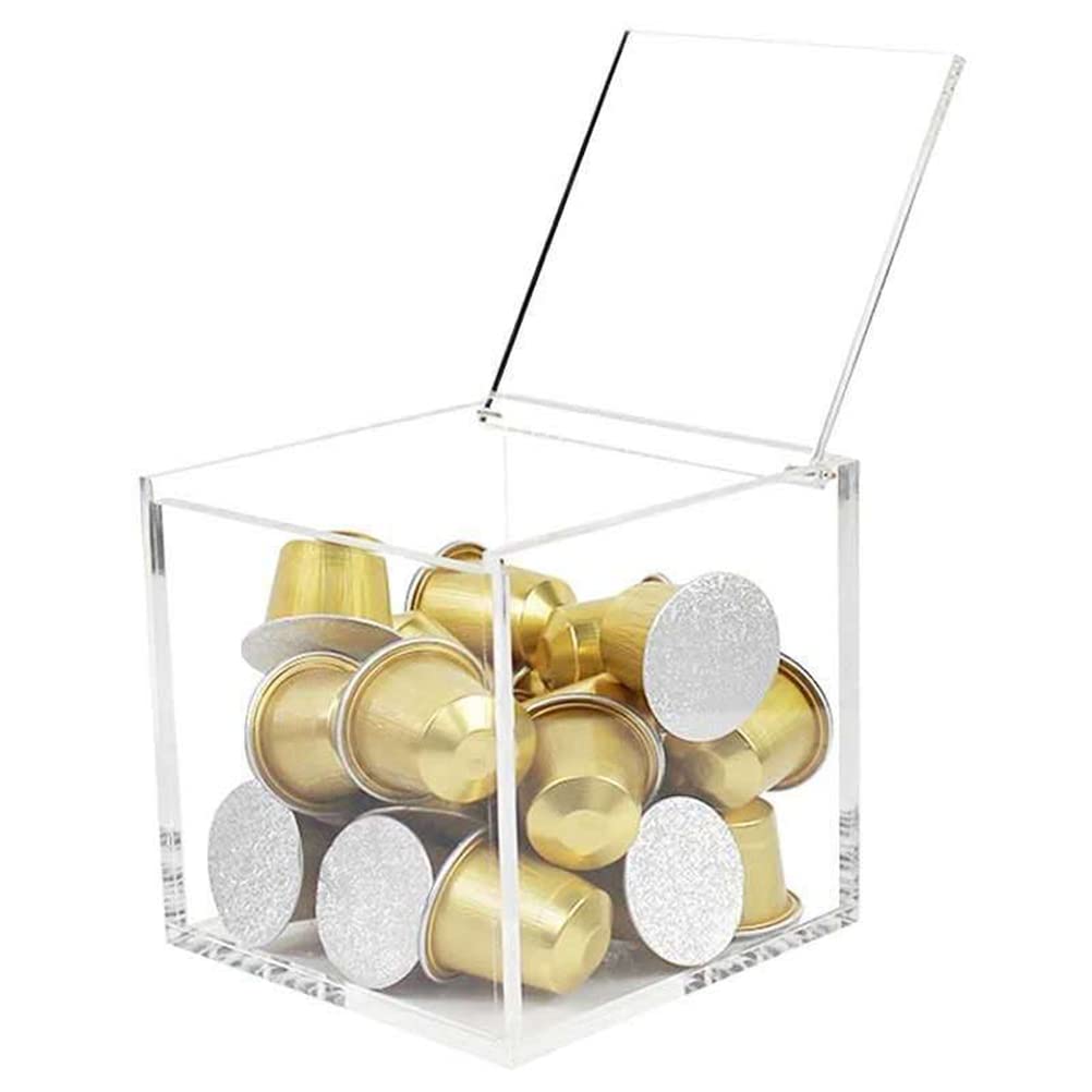 kekafu Coffee Capsule Holder Clear Acrylic Box Coffee Pod Storage Coffee Pod Holder Dispenser Tea Bag Organizer with Lid
