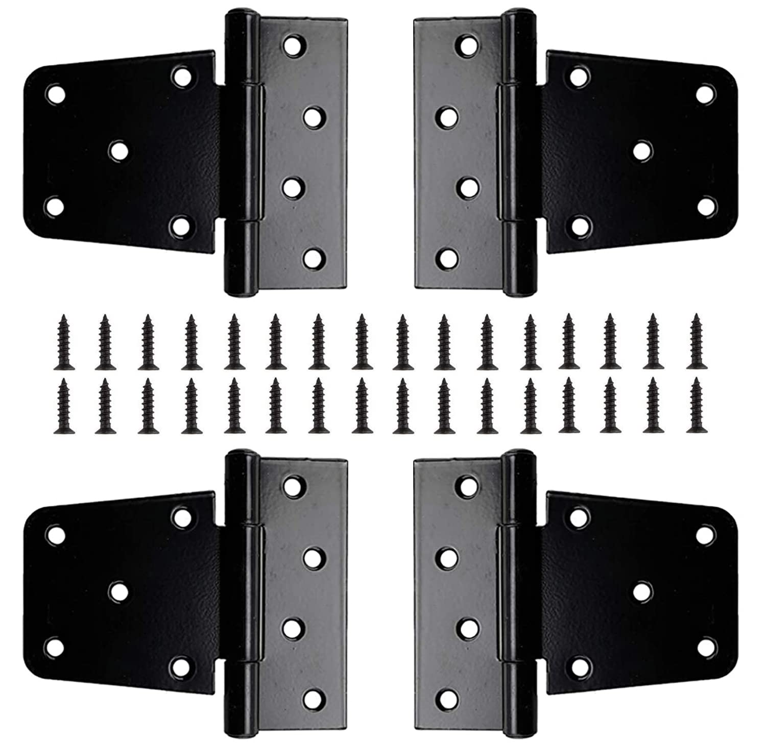 3.5 inch Heavy Duty Gate Hinge Fence Hinge Door Barn Gates Hinges,Black Wrought Hardware Iron Rustproof with Stainless Steel Screws(Pack of 4)