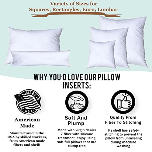 Pillowflex Bolster Pillow - 8" x 24" - Plush Polyester-Filled Insert for Decorative Shams - Comes in a Poly-Cotton Shell - Odorless, Lint, and Dust-Free, No Lumps Stuffing for Pillows (White, Round)