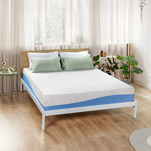 PrimaSleep Wave Gel Infused Memory Foam Mattress, 10'' H, Full, Blue