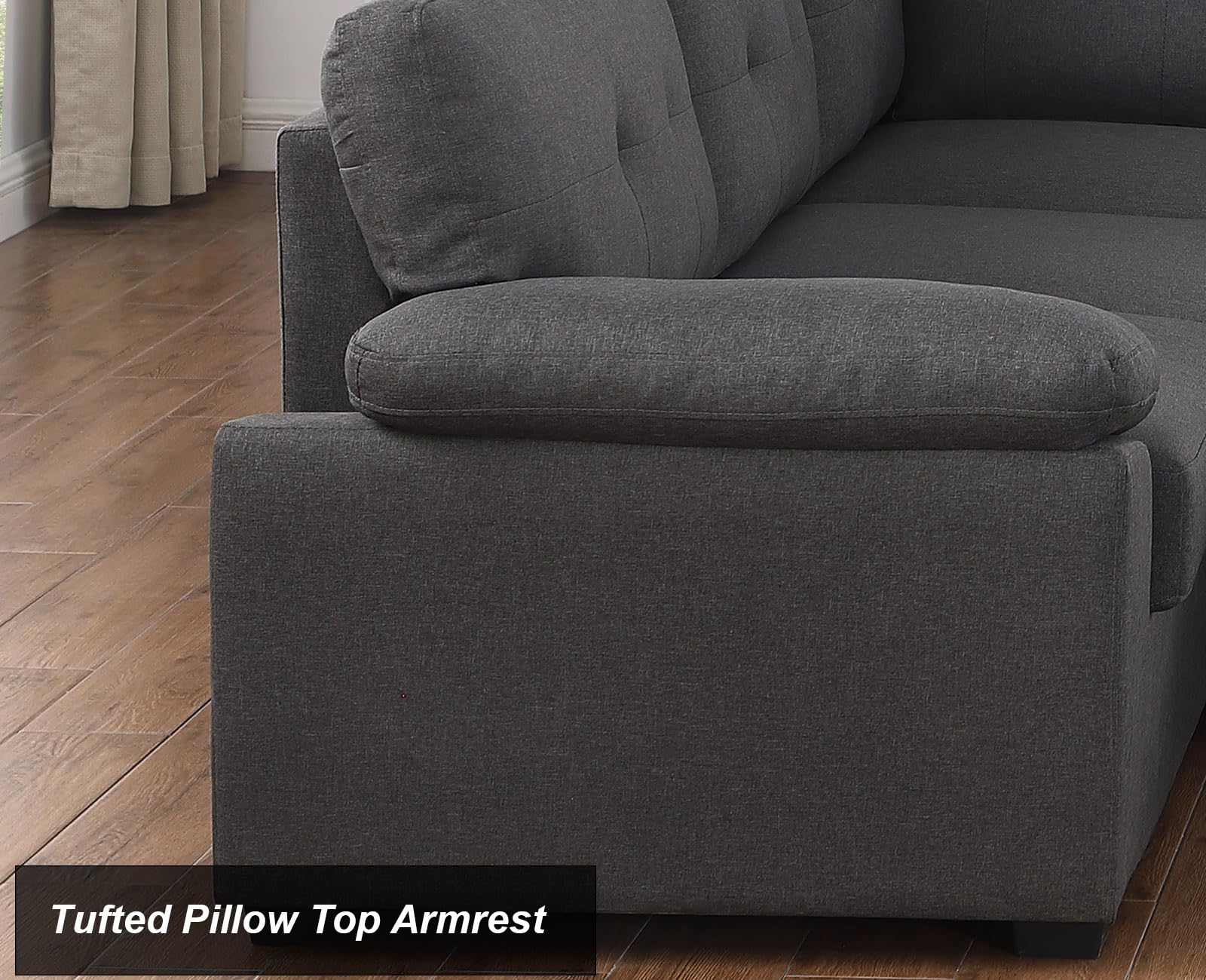 Sleeper Sofa Couch Bed with Pull Out Couch Living Room Set Sectional Sleeper Sofa with Storage Chaise Modular Couch Fabric Sofa Bed in Dark Grey
