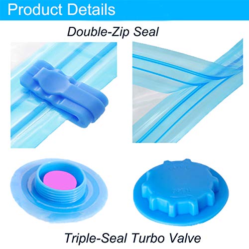Vacuum Storage Bags Space Saving Bags for Comforters Clothes Pillow Bedding Blanket Storage, Double Zip Lock Seal & Leak Valve, Free Travel Hand Pump Included (4 Pack - 2 Jumbo + 1 Large + 1 Medium)