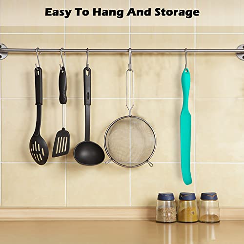 Silicone Blender Spatula for Vitamix - Blade Scraper Easy to Reach Under Blender Blades and Edges, Silicone Rubber Grip with Hanging Holes Reusable (Cyan)