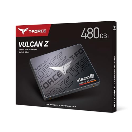 TEAMGROUP T-Force Vulcan Z 480GB SLC Cache 3D NAND TLC 2.5 Inch SATA III Internal Solid State Drive SSD (R/W Speed up to 540/470 MB/s) T253TZ480G0C101