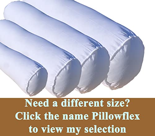 Pillowflex Bolster Pillow - 8" x 24" - Plush Polyester-Filled Insert for Decorative Shams - Comes in a Poly-Cotton Shell - Odorless, Lint, and Dust-Free, No Lumps Stuffing for Pillows (White, Round)