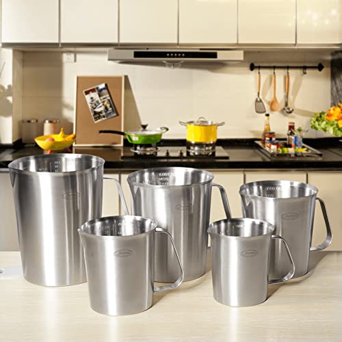Measuring Cup, [Upgraded, 3 Measurement Scales, Including Cup Scale, ML Scale, Ounce Scale], Newness Stainless Steel Measuring Cup with Marking with Handle, 16 Ounces (0.5 Liter, 2 Cup)