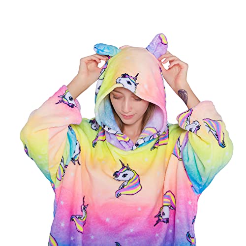 Nousion Women Hoodie Blanket Sweatshirt Oversized Wearable Sweatshirt Super Soft Fleece Blanket for Women Great Throw Sweatshirt for Bath and Watching TV