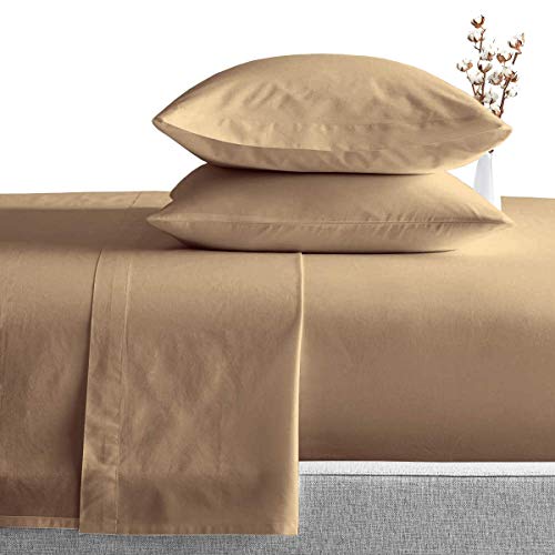 Impression by Home Collection 400 Thread Count 100% Egyptian Cotton Rich 4-Piece Bed Sheet Set (Fitted Sheet +15 inch Deep Pocket) California King ,Taupe Solid