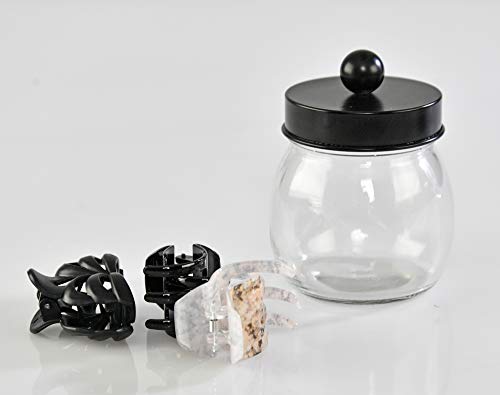 Home-X Mason Jar for Bathroom Organization, Apothecary Jars with Lids (Black) 8oz Capacity