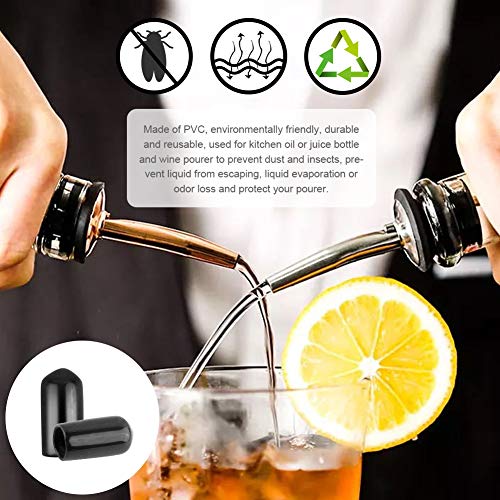 WXJ13 Pack of 200 Pourers Dust Covers with Box, Liquor Bottle Pour Spout Cover Rubber Caps, Black