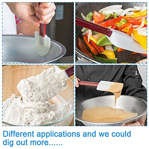 High Heat Resistant Silicone Scraper Spoon Commercial Spatula for Cooking, Rubber Spatula Set of 2, (16.5'')