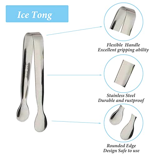 6PCS Ice Tongs Mini Sugar Tongs 4.25Inch Stainless Steel Small Serving Tongs, Small Kitchen Tiny Tongs for Appetizers,Tea Party, Coffee Bar, Desserts by Sunenlyst (Silver)