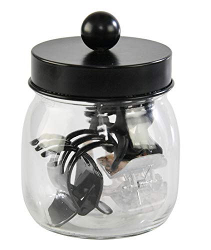 Home-X Mason Jar for Bathroom Organization, Apothecary Jars with Lids (Black) 8oz Capacity