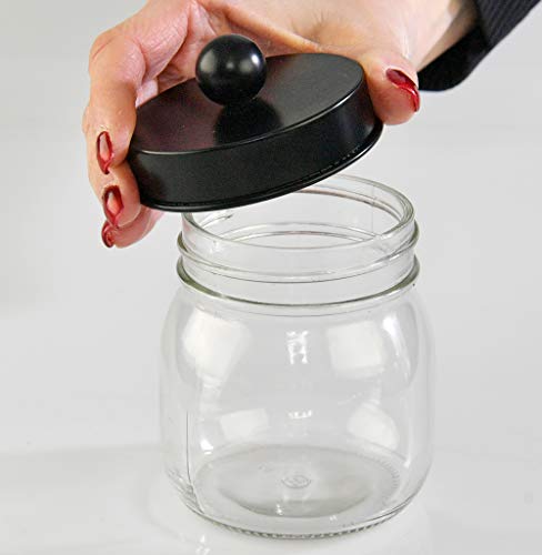 Home-X Mason Jar for Bathroom Organization, Apothecary Jars with Lids (Black) 8oz Capacity