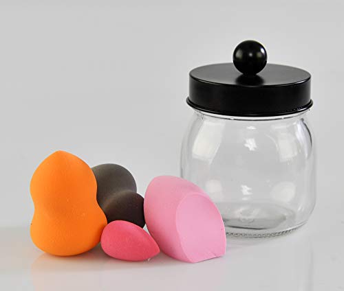 Home-X Mason Jar for Bathroom Organization, Apothecary Jars with Lids (Black) 8oz Capacity
