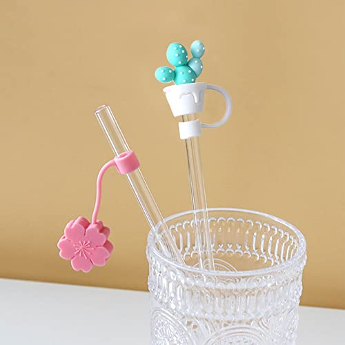 YEJAHY 6Pcs Silicone Straw Cover, Dust-Proof Straw Plugs, Reusable Drinking Dust Caps, Cute Straw Covers Protector, Drinking Straw Tips Lids (Flower)