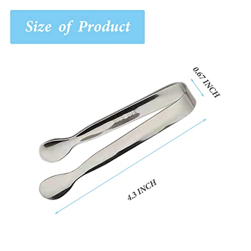 6PCS Ice Tongs Mini Sugar Tongs 4.25Inch Stainless Steel Small Serving Tongs, Small Kitchen Tiny Tongs for Appetizers,Tea Party, Coffee Bar, Desserts by Sunenlyst (Silver)