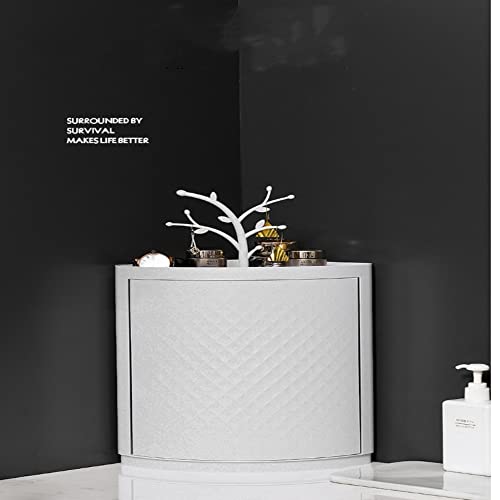 GOVNPJ Multifunction Bathroom Corner Locker, Wall-Mounted Cosmetic Storage Rack Punching Free Triangle Rotating Storage Shelf for Corner Storage (Single Layer)
