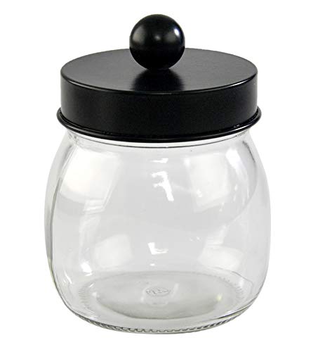 Home-X Mason Jar for Bathroom Organization, Apothecary Jars with Lids (Black) 8oz Capacity