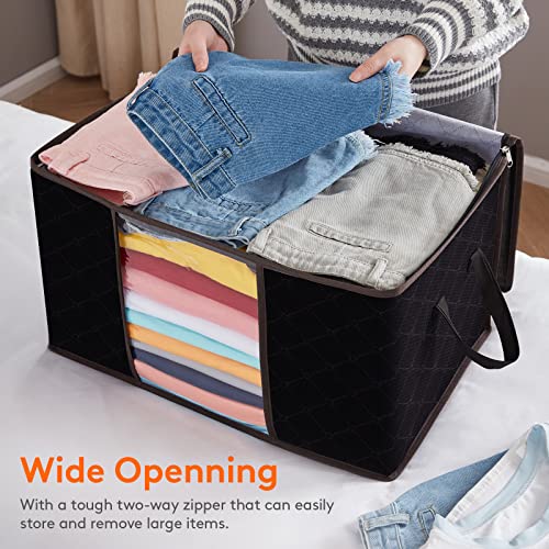 Lifewit 4 Pack 60L Clothes Storage Bag, Bundle with 8 Pack 60L Clothes Storage Bag Organizer, Black