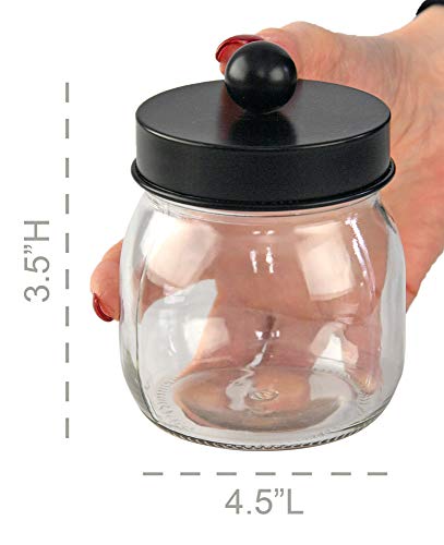 Home-X Mason Jar for Bathroom Organization, Apothecary Jars with Lids (Black) 8oz Capacity