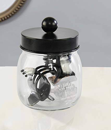Home-X Mason Jar for Bathroom Organization, Apothecary Jars with Lids (Black) 8oz Capacity