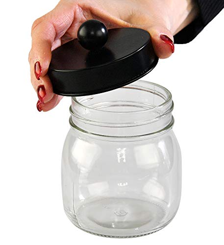 Home-X Mason Jar for Bathroom Organization, Apothecary Jars with Lids (Black) 8oz Capacity
