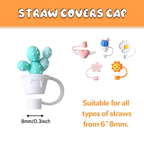 YEJAHY 6Pcs Silicone Straw Cover, Dust-Proof Straw Plugs, Reusable Drinking Dust Caps, Cute Straw Covers Protector, Drinking Straw Tips Lids (Flower)