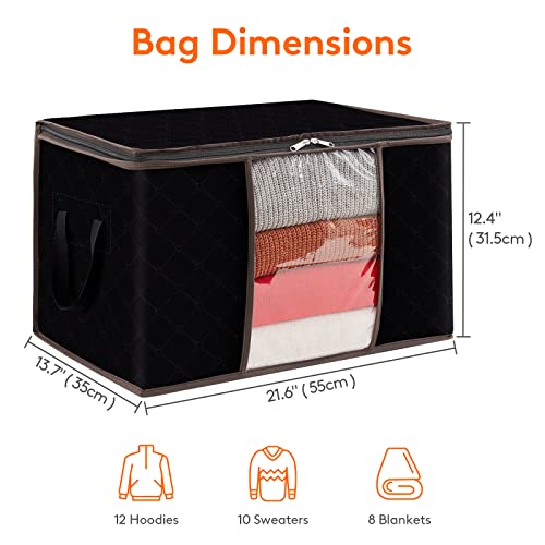 Lifewit 4 Pack 60L Clothes Storage Bag, Bundle with 8 Pack 60L Clothes Storage Bag Organizer, Black