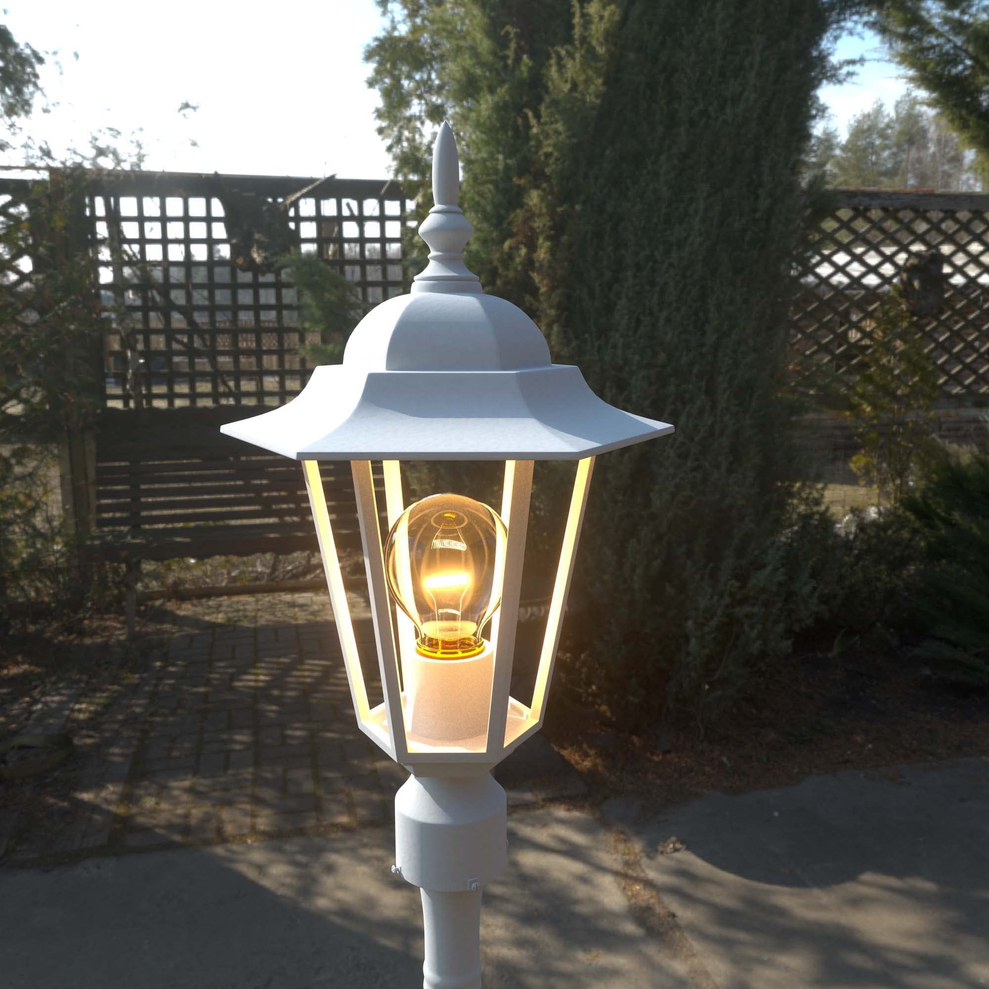 Outdoor Post Lights, Lamp Post Light Fixture with E26 Socket, White Exterior Post Lantern with Clear Glass Shade, Pillar Outside Lighting for Walkway, Driveway, Carriage, Anti-Rust & Waterproof