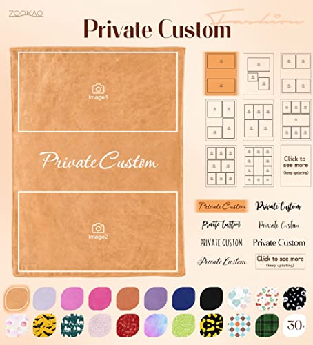 Zookao Custom Blankets with Photos and Text, Made in USA Personalized Blanket with Picture Memorial Throw Blanket for Couples, Personalized Gifts for Anniversary Valentine's Day(30"x40")