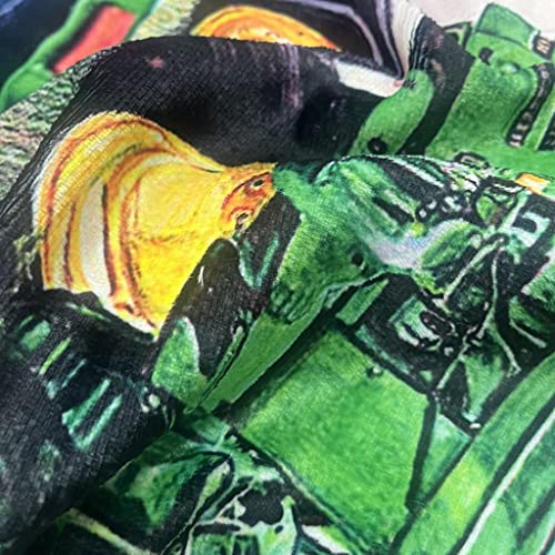 Green Tractor Machinery Front Flannel Back Sherpa Fleece Blanket Gift for Truck Driver Lover Wife Kids (X-Large 80 X 60 INCH)