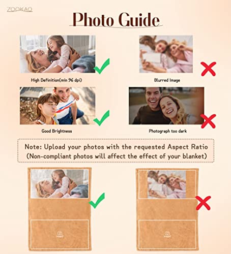 Zookao Custom Blankets with Photos and Text, Made in USA Personalized Blanket with Picture Memorial Throw Blanket for Couples, Personalized Gifts for Anniversary Valentine's Day(30"x40")