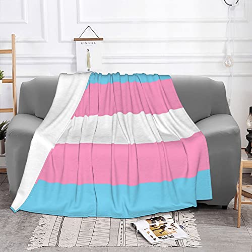 Transgender Blanket Transgender Pride Flag Stripe Throw Blankets, Blue Pink White Stripes Ultra Soft Cozy Fleece Sofa Blanket for Men Women, Plush Warm Fuzzy Blankets Decor 50"x40"